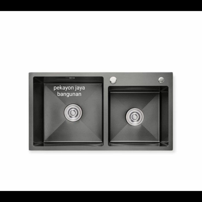 komplite set kitchen zink black / kitchen sink black 2 lubang 7843 ...