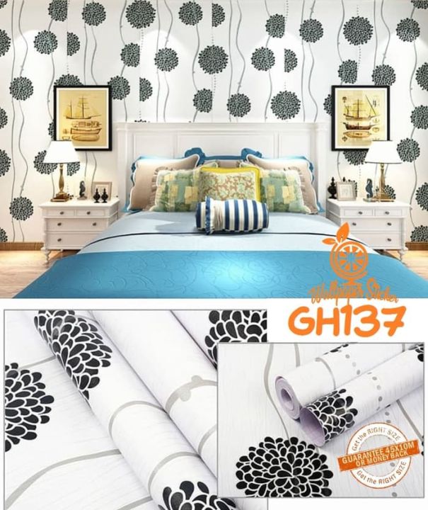 PROMO Stiker dinding Elegant Wallpaper Sticker 45CMX9M DANDELION BIRU ...