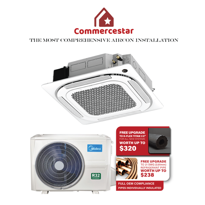 MIDEA INVERTER R32 CEILING CASSETTE UNIT AIRCON INSTALLATION | Lazada ...