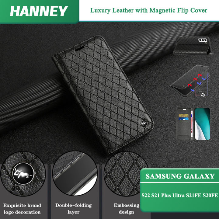 HANNEY For Samsung Galaxy S24 S23 S22 S21 Plus Ultra S23FE S21FE S20FE Phone Case Luxury Leather ...