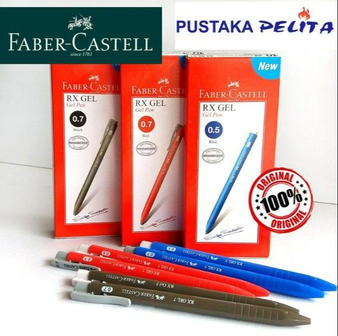 Faber Castell RX Gel Pen(10pcs/box) 0.5mm /0,7mm Blue/Black/Red | Lazada