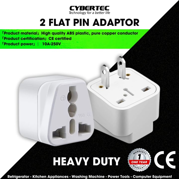 CYBERTEC Universal Adapter, 2 Flat Pin - Universal/ UK to US Adaptor ...