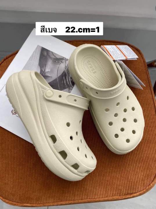 รองเท้า Crocs 6cm รองเท้าแบบสวมส้นสูงของผู้หญิง รุ่น Classic crush clog มาใหม่ รับรองสินค้า ...