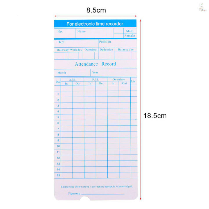 100pcs/ Pack Time Cards Timecards Monthly 2-sided for Employee ...