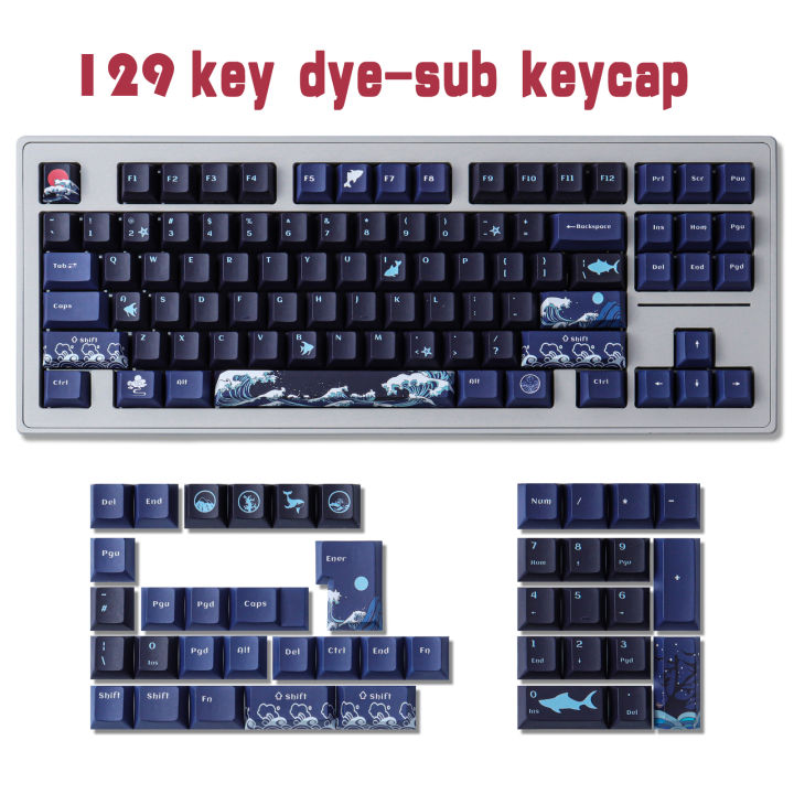 Black Coral Sea Keycap 129 Keys Cherry Profile PBT Five-Sided ...