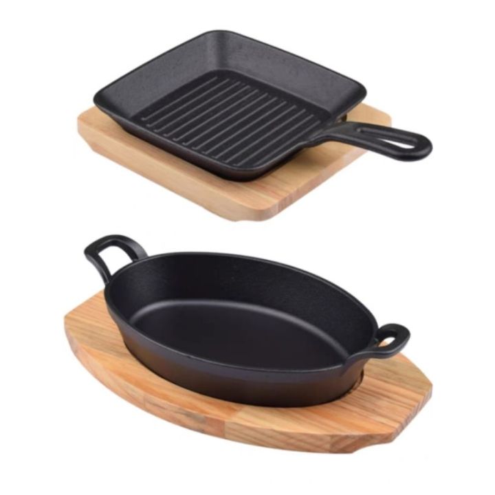 Sizzling Plate Single/Double Holder Sizzling Wood Plate | Lazada PH
