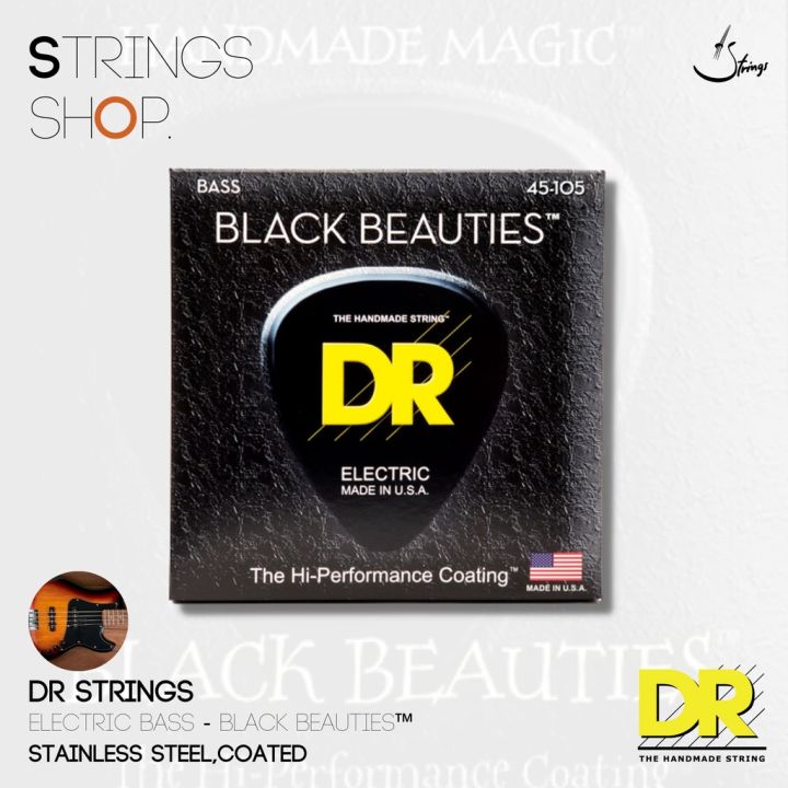 สายเบส DR Strings BLACK BEAUTIES™ - BLACK Colored Bass Strings (BKB-45 ...