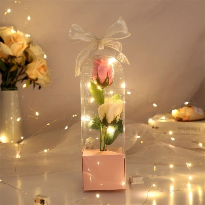 Clear Flower Gift Box with Faux Flower Plastic Packaging for Wedding ...