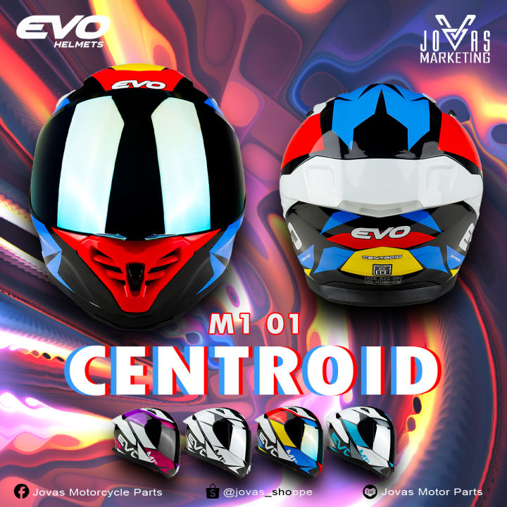 Quality Helmet Motorcycle EVO M1 01 CENTROID Full Face Dual Visor With ...