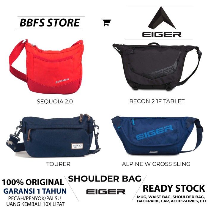 EIGER Original shoulder bag recon 2 1f tablet tas selempang grnsi 1thn ...