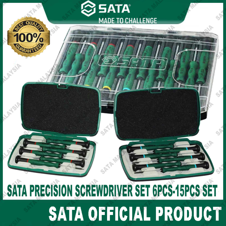SATA Precision Screwdriver Set 6,7,9,15 Pcs Set Slotted Phillips Hex ...