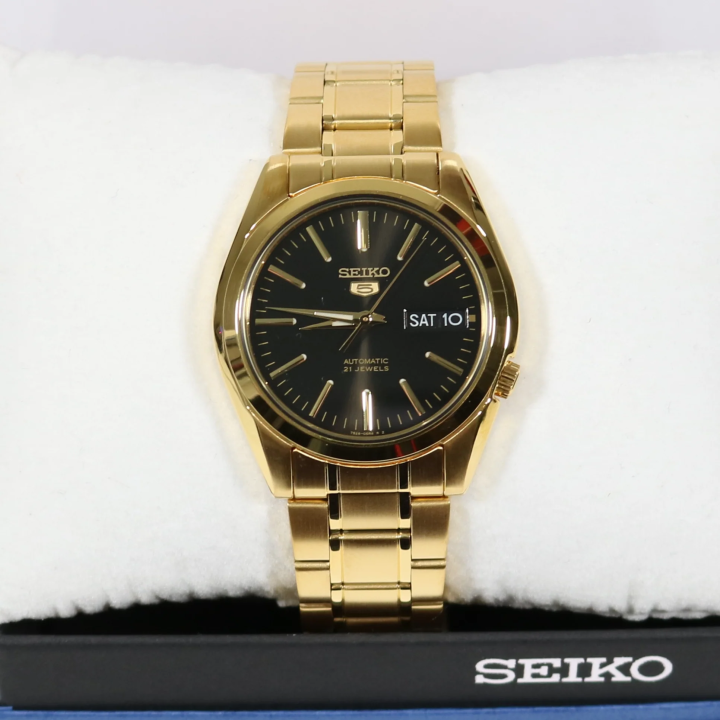 Seiko 5 Gold Tone Stainless Steel Black Dial Men's Automatic Watch SNKL50K1 | Lazada PH