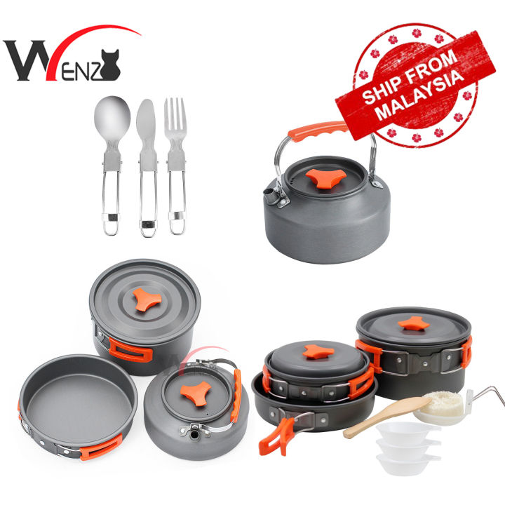 Camping Cookware Cooking Set Hiking Picnic Pot Backpacking Outdoor Bowl ...