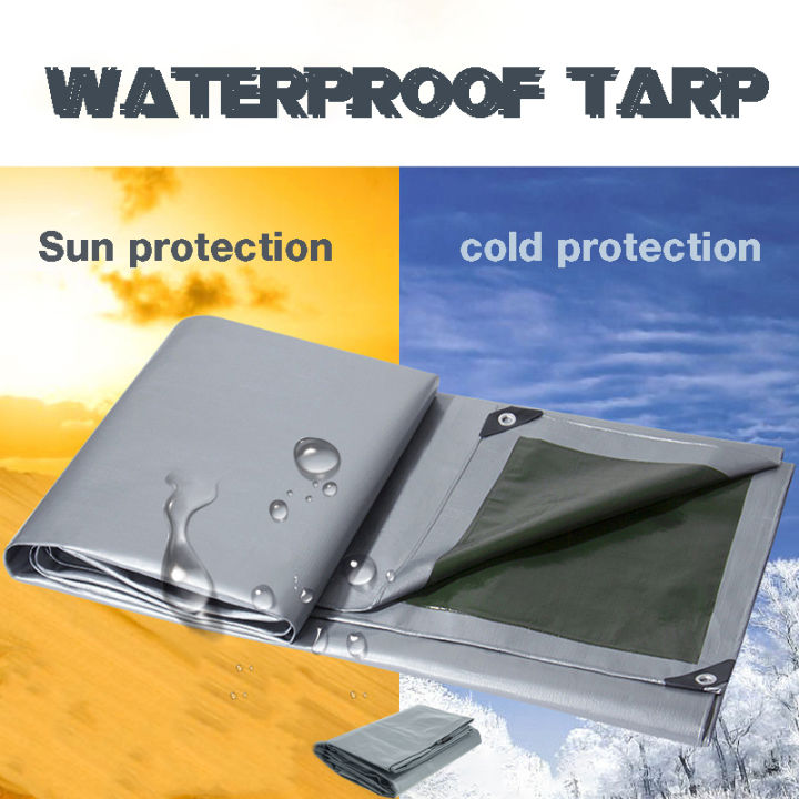 Rain Tarp Canopy 100% Thicker Waterproof Tarp Slan Sunscreen Silver ...