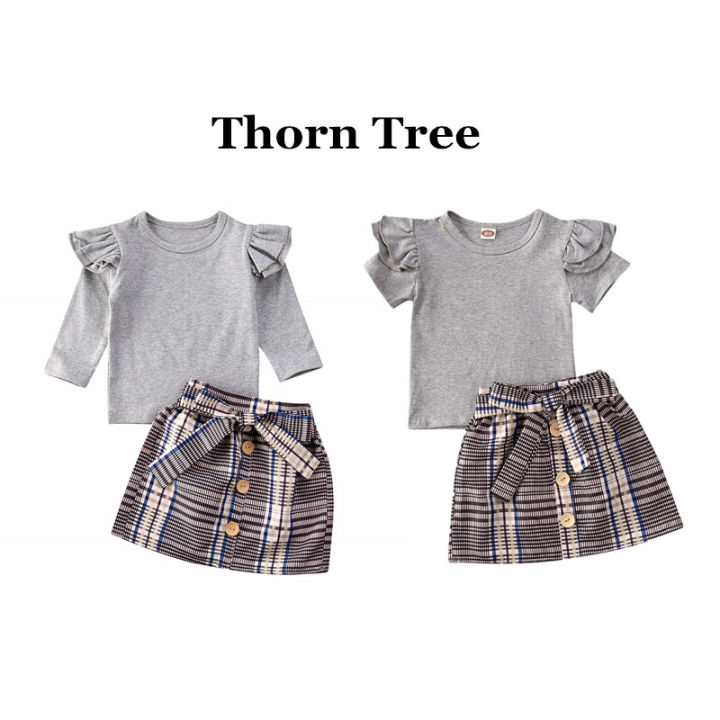 Thorn Tree Kids Baby Girl Short Or Long Sleeves Clothes Fly-Sleeve Tops ...