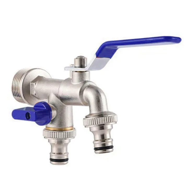 Garden Hose Irrigation Tap Joint Double Head Water Faucet 1/2'' 3/4 ...