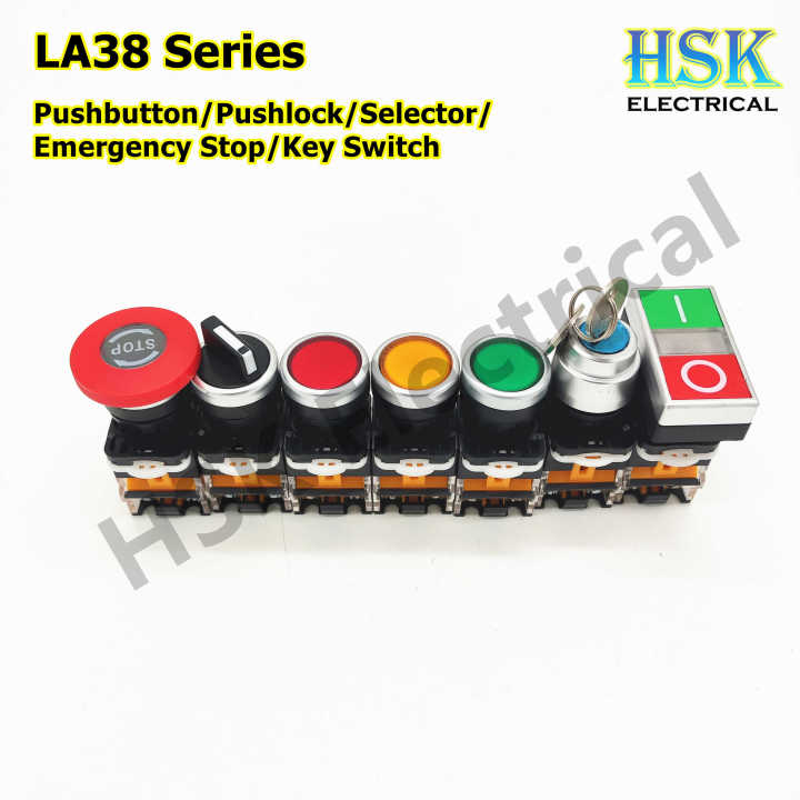 22mm LA38 Series Pushbutton Pushlock Selector Switch Key Switch ...