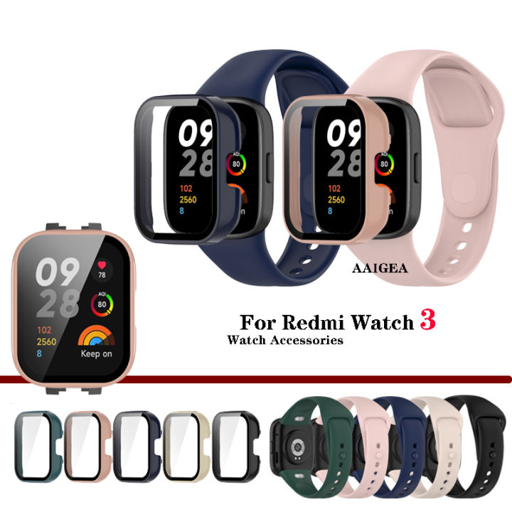 For Redmi Watch 3 Tempered Glass ScreenProtector Case Silicone Strap ...