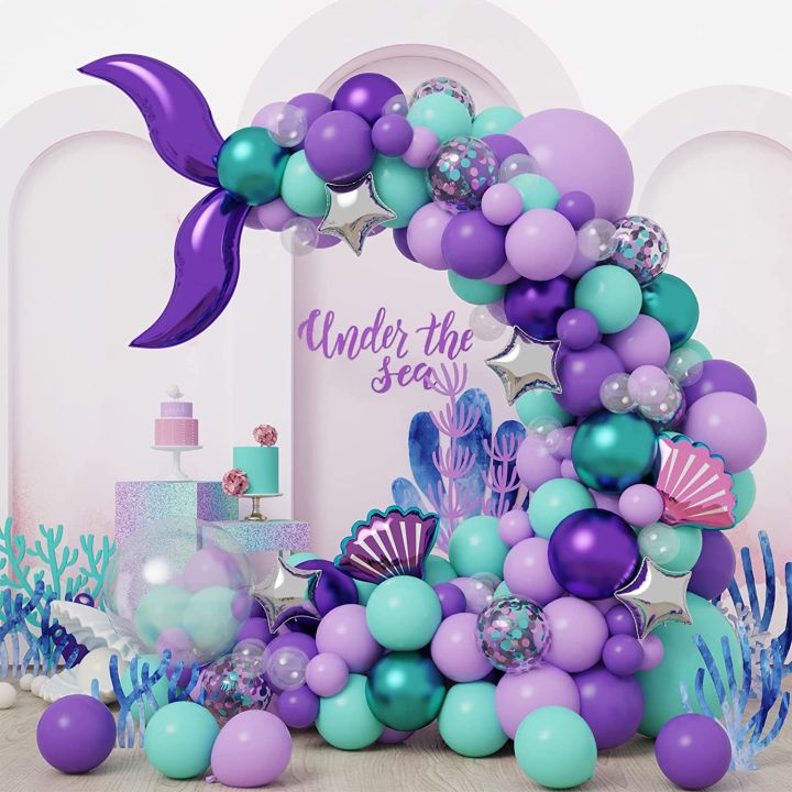 136pcs Mermaid Balloon Garland Kit for Mermaid Party Decoration ...