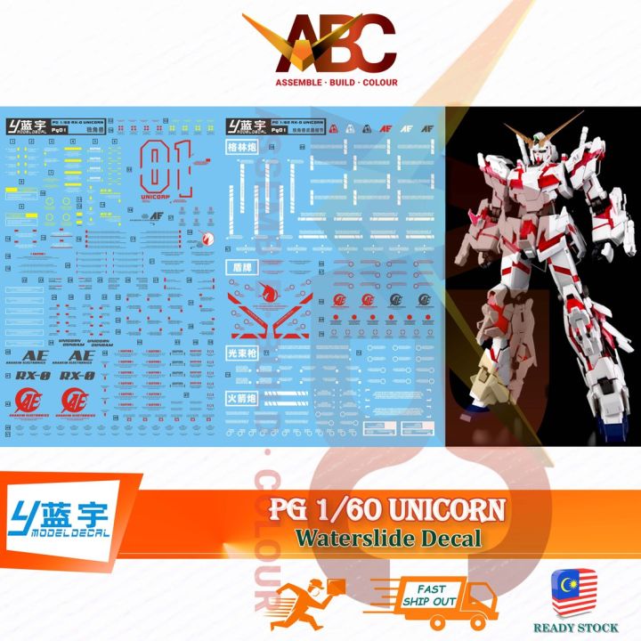 [LanYu] Waterslide Decal - PG 1/60 Unicorn + Weapon RX-0 Model Kit ...