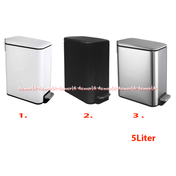 Krisbow 5L Trash Bin Slim White Tempat Sampah Ramping Black Silver ...
