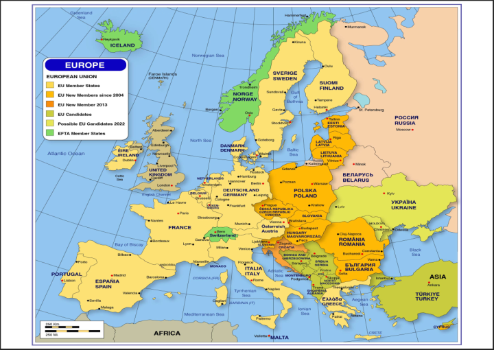 Europe Political Map Waterproof A4 Laminated Chart | Lazada PH