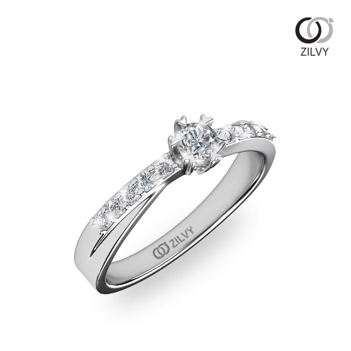 Zilvy - แหวนเพชรแท้ผู้หญิงเพชรรวม 0.24 กะรัต เพชรน้ำร้อย | Lazada.co.th