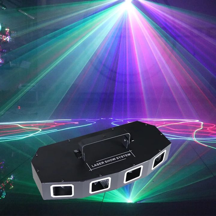 RGB Party Laser 4-Hole Scanning Laser Light DJ Projector Stage Lighting ...