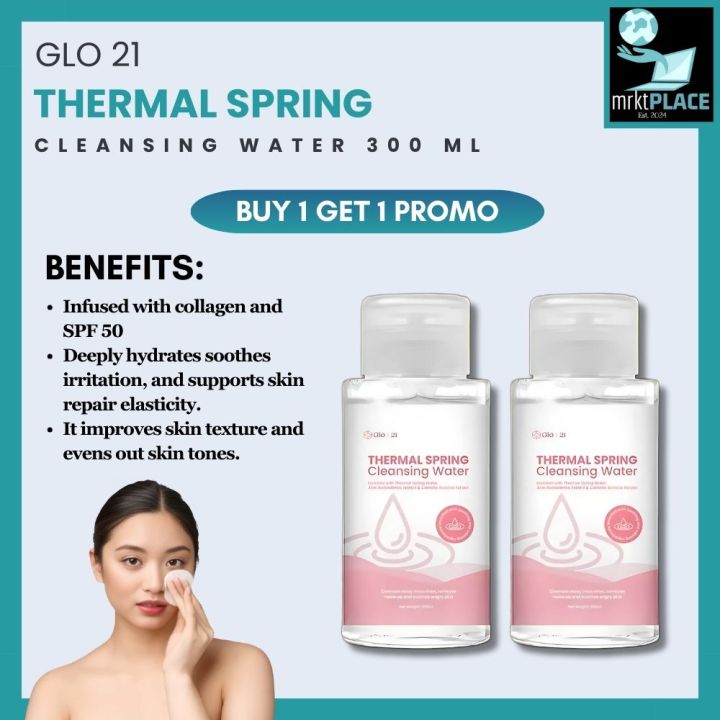 Glo 21 Thermal Spring Cleansing Water 300mL – Hydrates, Soothes, and ...