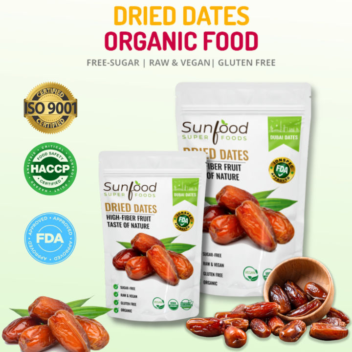 Pitted Dried Dates Organic Sunfood Free Sugar Low Carb 200g | Lazada PH