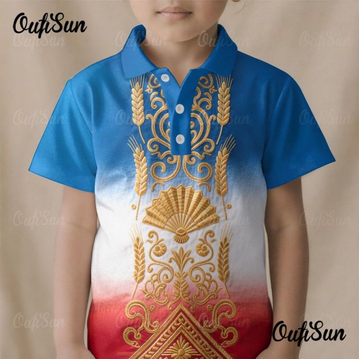 Barong Philippine Flag Design Barong Tagalog For Kids Boys Polo Barong ...