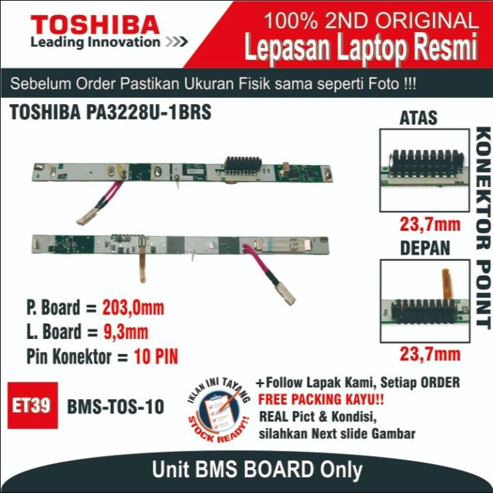 ET39 BMS-TOS-10 BMS BATERAI MANAGEMENT SYSTEM TOSHIBA PA3228U-1BRS ...