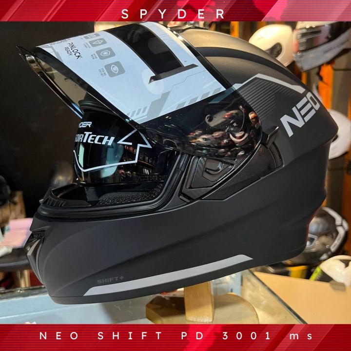 spyder helmet neo shift pd 3001 ms matte black free clear lens oto ...