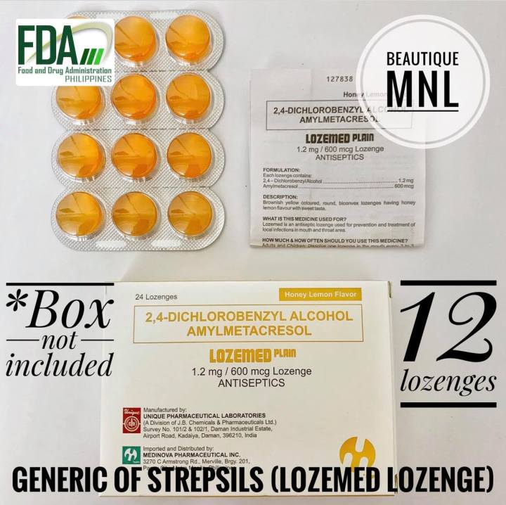 (GENERIC OF STREPSILS) Lozemed Honey Lemon Antiseptic Lozenges (12 PER ...