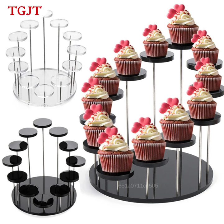 TGJT Multi-Layer Cupcake Stands Round Transparent Can Cupcakes Holder ...