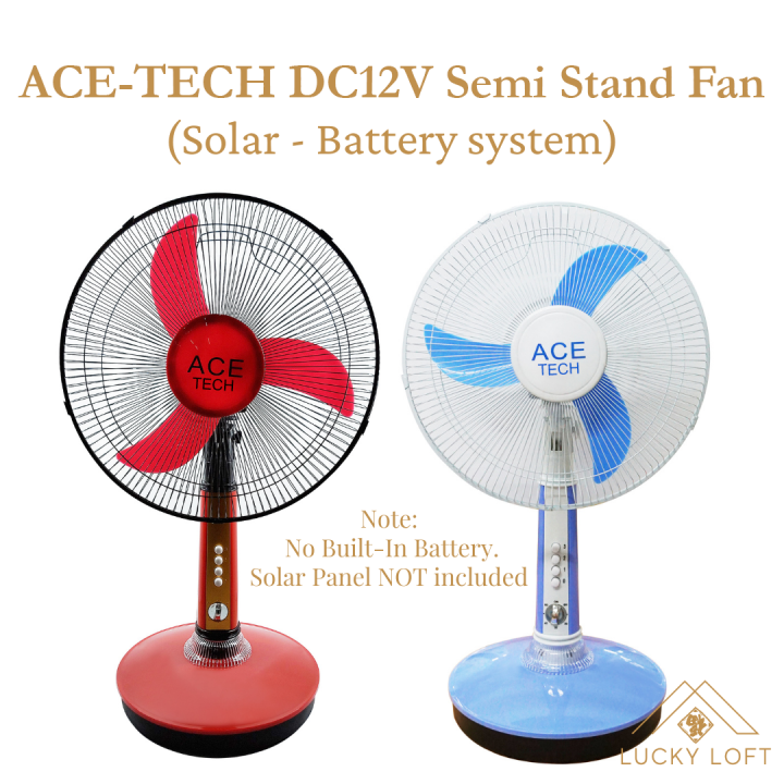 16 inch Semi Stand Fan Solar Battery operated ACE-TECH DC12V "Semi" Stand Fan (Solar - Battery ...