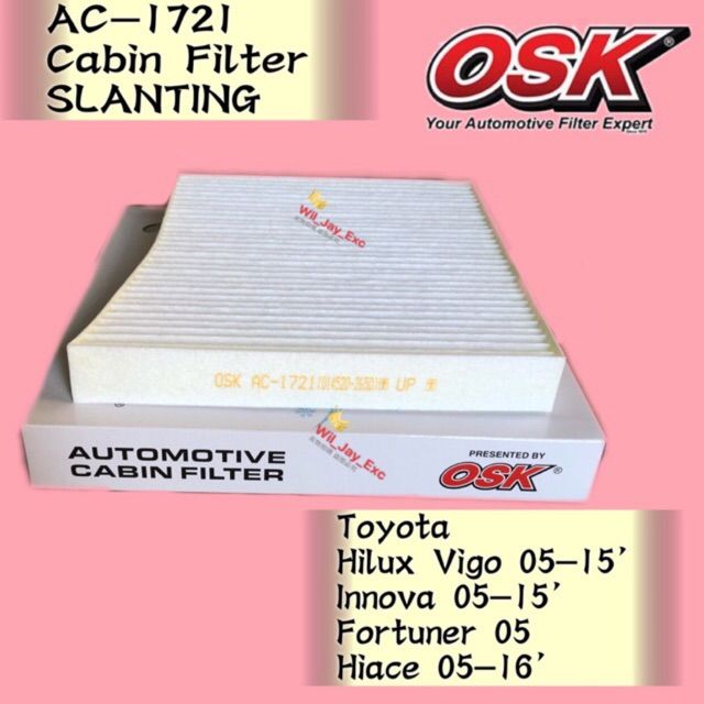 OSK AC-1721 CABIN FILTER SLANTING TOYOTA HILUX VIGO,INNOVA,FORTUNER ...