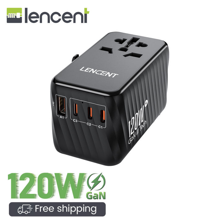 LENCENT 120W GaN International Travel Adapter, Universal Fast Charger ...
