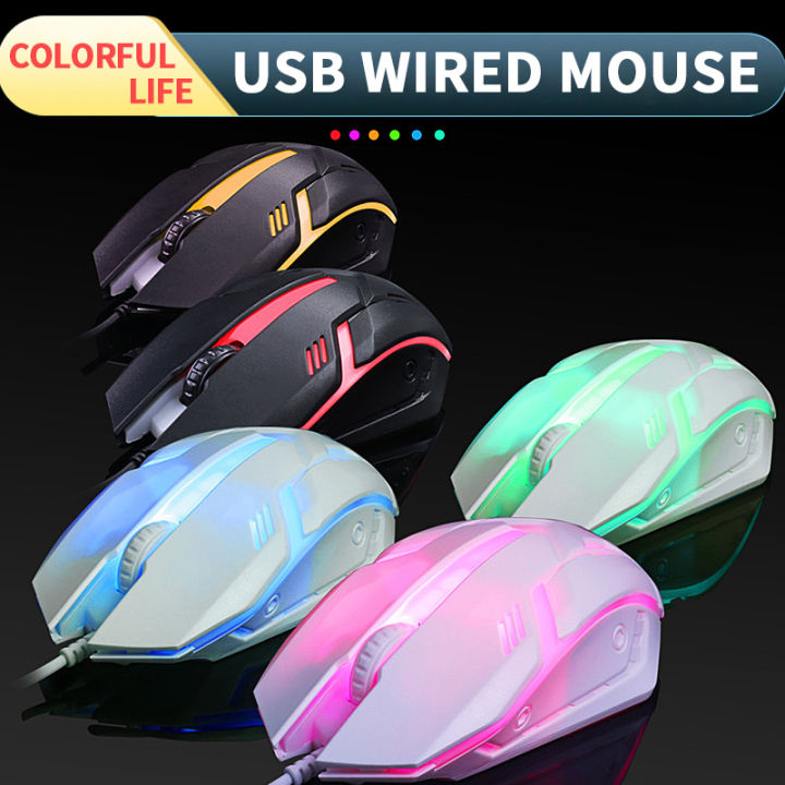 【Local Delivery】USB Wired Gaming Mouse Cool High Configuration with Led ...