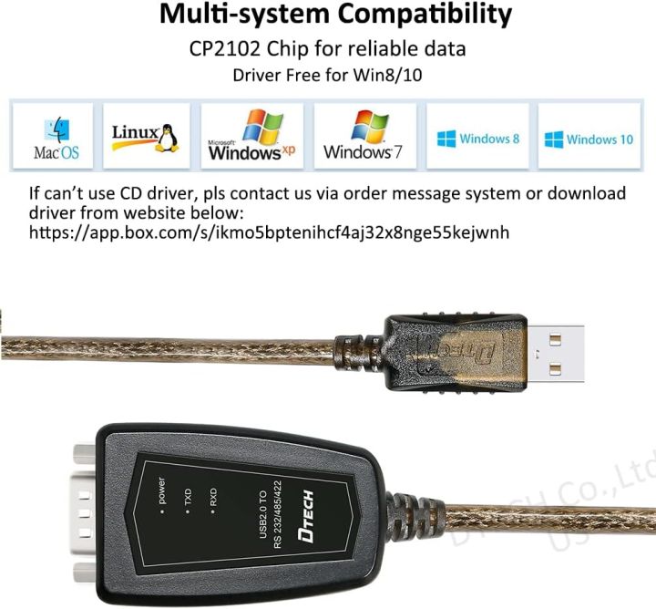 DTech USB to Serial Adapter RS422 RS485 R232 to USB Cable (3 in 1 Interface) Supports DC 5V with ...