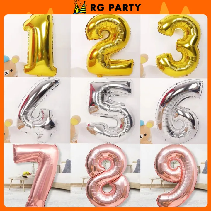 5Colors 32 INCH Number Foil Balloon Giant Number Rosedold Birthday ...