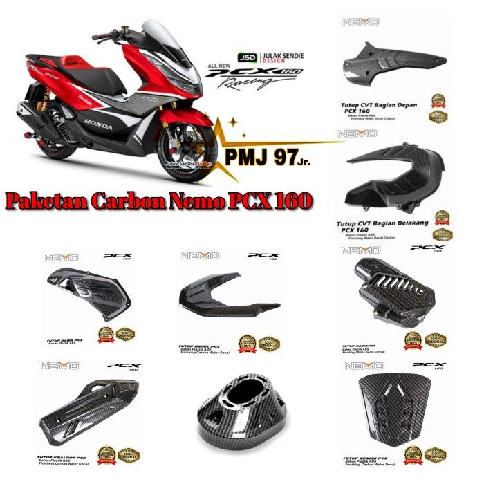 Paketan/Paket Cover Carbon PCX 160 Nemo Original - Tutup Tangki ...