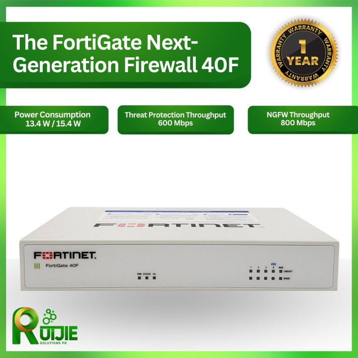 Fortinet FortiGate FG-40F 5 x GE RJ45 ports (including , 1 x WAN Port ...