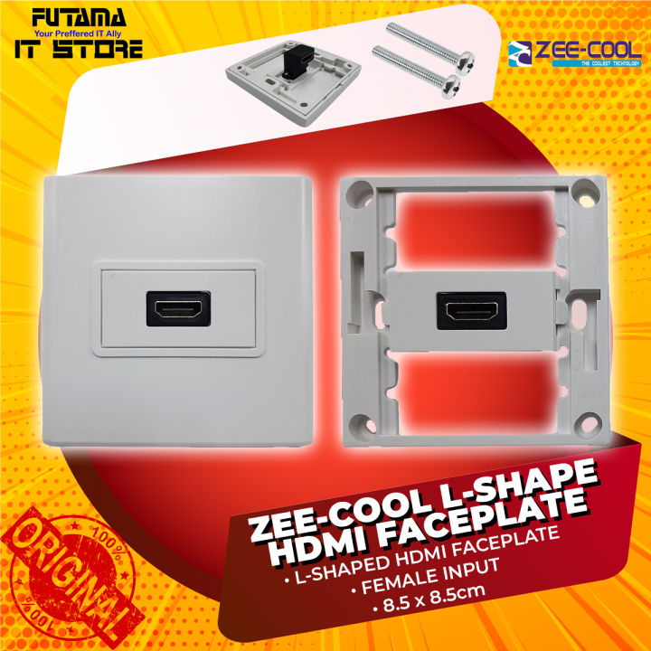Zee-Cool HDMI Faceplate (Female) - L-Shape / Right Angle / 8.4cm x 8.4 ...