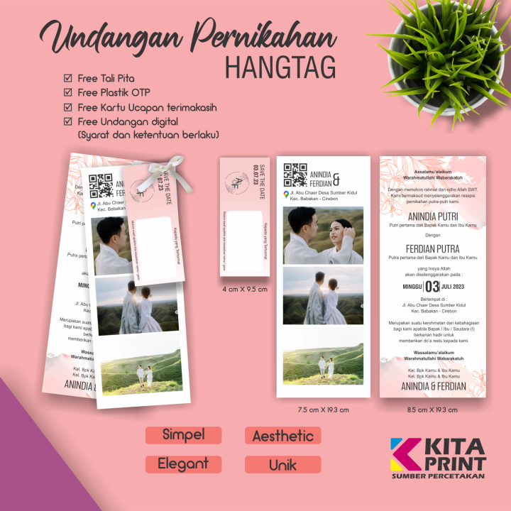 [100 Pcs] Undangan Pernikahan Simpel Gaya Tag Viral Aesthetic Warna ...