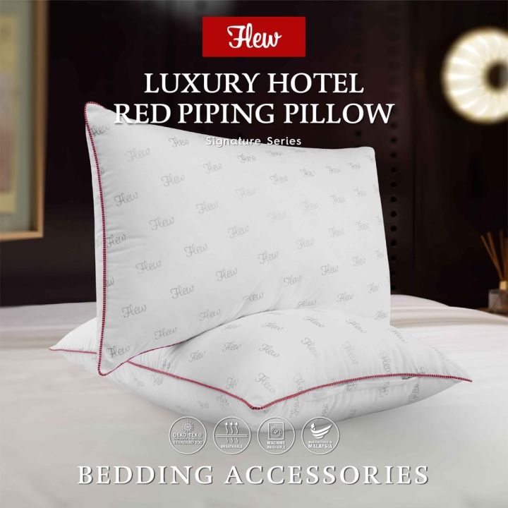 qY4549zv Flew Signature Series Luxury Hotel Red Piping Pillow (18” x 28” x 1300g) | Lazada