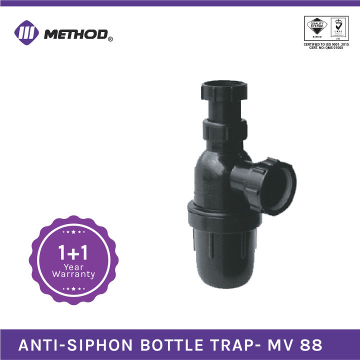 Laboratory Chemical Resistant Anti-Siphon Bottle Trap. Black Colour ...
