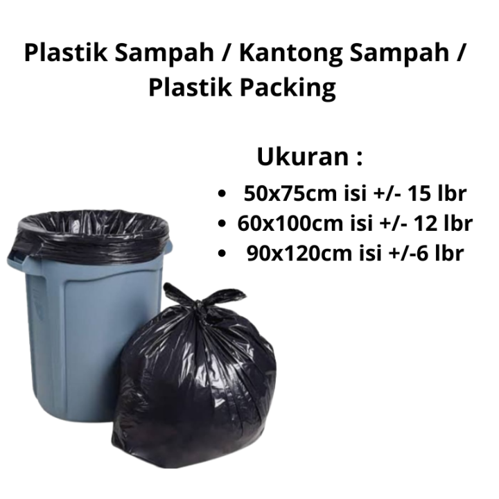 Kantong Plastik Sampah Hitam Ukuran 50x75 60x100 90x120 Trash Bag l ...