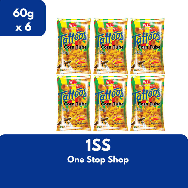 W.L Foods Tattoos Corn Tube Chips Spicy Cheese, 60g set of 6 | Lazada PH