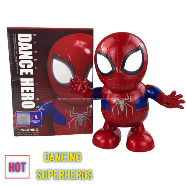 jfgtKawaii Dancing Marvel Hero Robot, Light Music Iron Man Spiderman ...